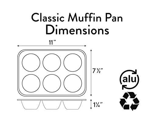 DOBI Muffin Pans (20 Pack) - Disposable Aluminum Foil 6-Cup Cupcake Pans, Standard Size. Classic Muffin Tin Size for Baking Cupcakes, Muffins and Mini Quiches