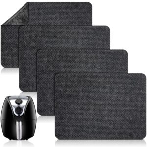 4 pcs heat resistant mat for air fryer kitchen countertop heat protector mat kitchen appliance mats non slip heat proof mat non stick black coffee maker microwave, 16 x 12 inch