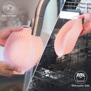 3 Pack Silicone Air Fryer Liners, Reusable Round Liners for 4-7 Qt Air Fryers, Heat Resistant, Food Safe Oven Accessories with Easy Cleaning, Replace Flammable Parchment Paper, 8 Inch Baking Pots