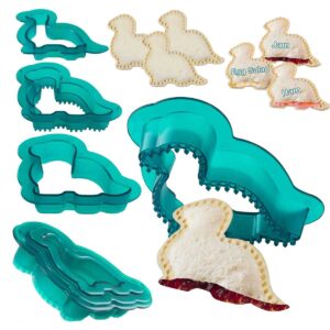 kspowwin sandwich cutter and sealer, uncrustables sandwich maker dinosaur sandwich cutters, decruster dino sandwich cutter for kids boys girls lunch bento box