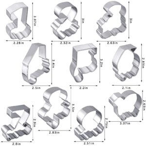 10 Pieces Numbers Cookie Cutters Number Shapes Vintage Cookie Cutter Birthday Number Cookie Mould for Home Kitchen Baking Biscuit Birthday Baby Shower Party Supplies