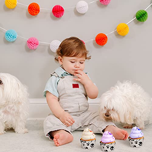 200 Pcs Paw Bone Cupcake Liners Dog Cupcake Wrappers Paw Pattern Cup Cake Holder Puppy Dog Theme Cupcake Wrappers for Baby Shower Birthday Party Supplies(Black)