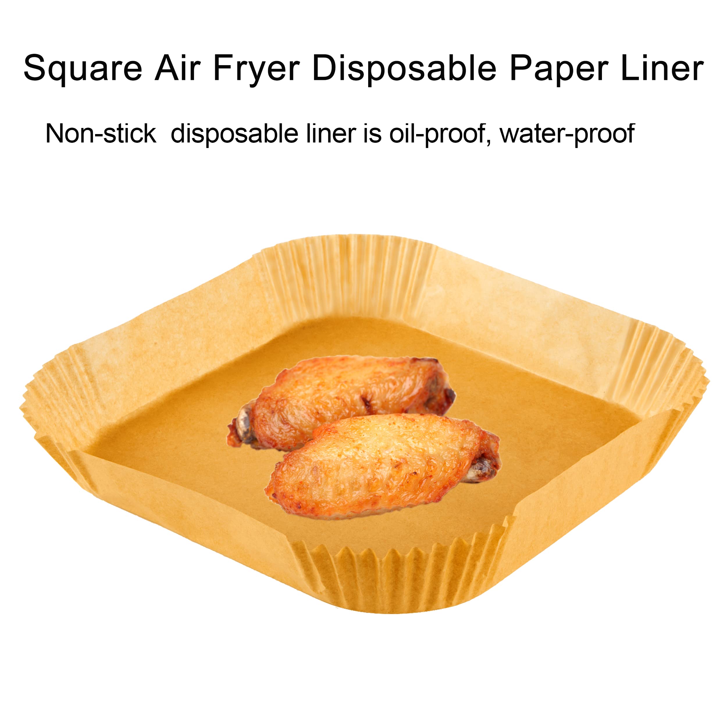 8.9 inch Air Fryer Disposable Paper Liner for Power XL,Gowise USA,Philips Air Fryer,100 Pcs Square Air Fryer Parchment Liners for 5-7QT Air Fryer,Non-stick Liners for Air Fryer,Air Fryer Accessories