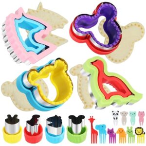 muyiyamei sandwich cutter and sealer set, 4 bread sandwich sealer pancake maker diy children's cookie cutter bento box, mouse head, dinosaur, bear head, horse head, cookie cutter mold.