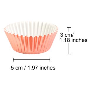 URATOT 100 Pieces Foil Metallic Cupcake Liners Muffin Wrappers Foil Baking Cups Muffin Paper Cases, Rose Gold