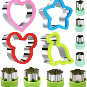 Sandwich Cutter Set, Including 4 Sandwich Cutters Shaped Like Dinosaur, Star and Heart and 8 Vegetable Cutters, Suitable For Children