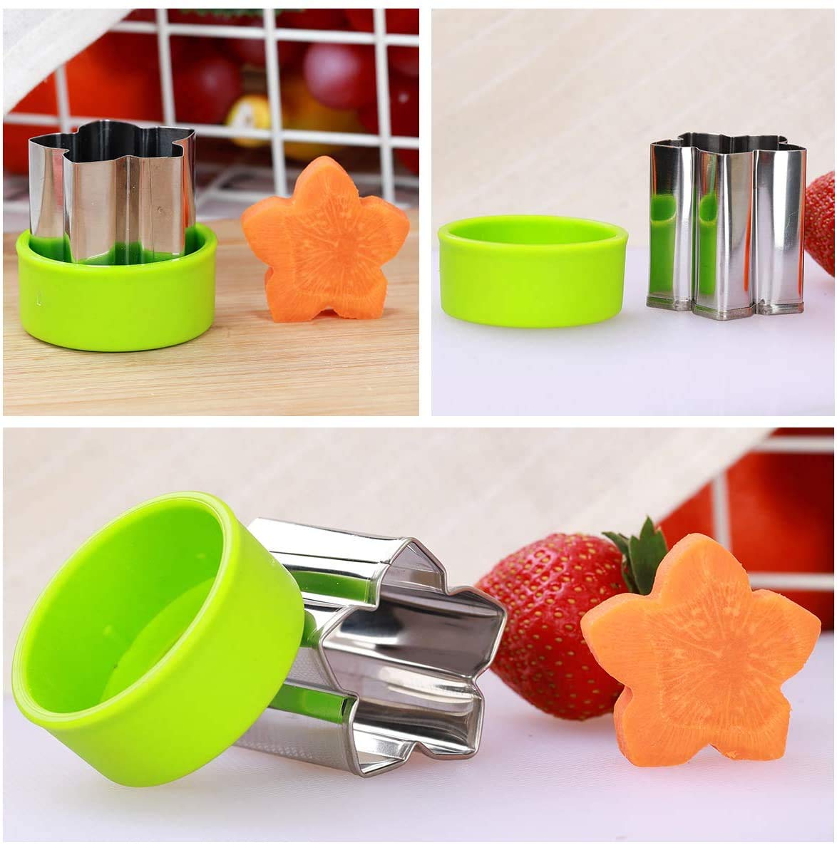 Sandwich Cutter Set, Including 4 Sandwich Cutters Shaped Like Dinosaur, Star and Heart and 8 Vegetable Cutters, Suitable For Children