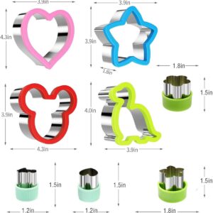 Sandwich Cutter Set, Including 4 Sandwich Cutters Shaped Like Dinosaur, Star and Heart and 8 Vegetable Cutters, Suitable For Children