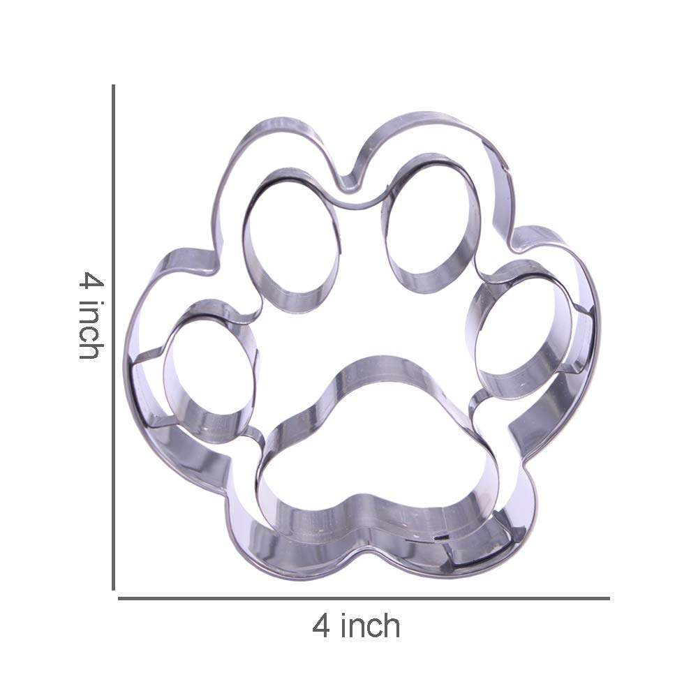 Keewah Large Dog Paw Cookie Cutter, 4”, Stainless Steel