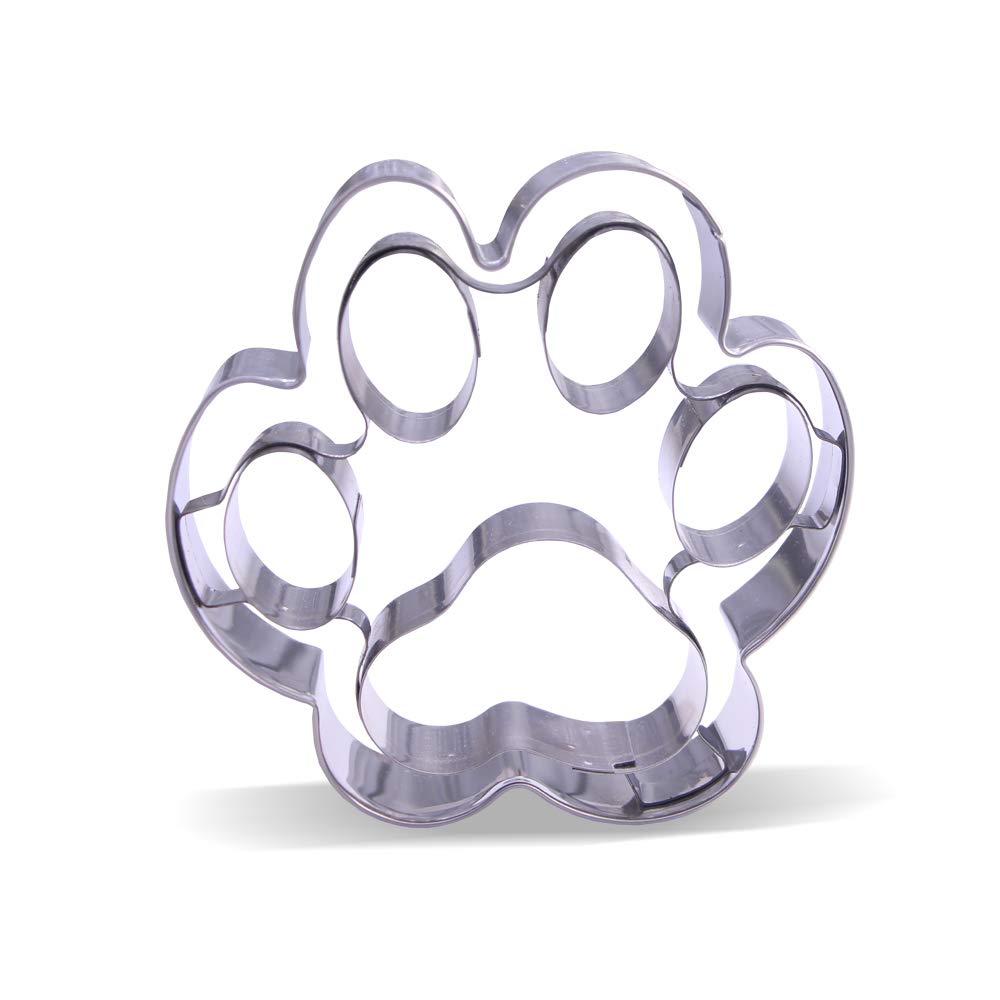 Keewah Large Dog Paw Cookie Cutter, 4”, Stainless Steel