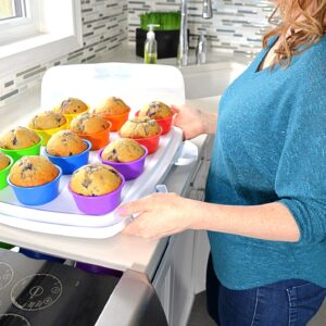 The Sweet Baker | Professional Jumbo Silicone Baking Cups | Premium 12 Piece Set | Reusable Cupcake Muffin Pans | BPA Free