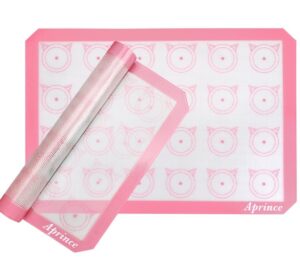 aprince 2 pack of silicone baking mats silicone pastry mat,non-stick baking mat pink 16.5x11.8x0.09 inch silicone mat silicon baking mat set baking mats silicon mats for baking mats non stick silicone