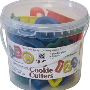 R&M International Alphabet and Number 1.5" Cookie Cutters, 36-Piece Bucket