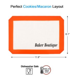 Silicone Baking Mat Set, Reusable Heat Resistant Non-stick Silicon Liner, Professional Grade Silicone Pads for Quarter Sheet (11.6" x 8.1", 3 Pieces)