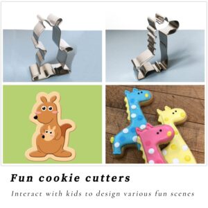 XUNMEINT Animal Cookie Cutter for Kids with Storage Box, Zebra, Giraffe, Toucan, koala, Rhinoceros, Lion, Kangaroo, Crocodile, Elephant Shapes Jungle Safari Cookie Cutters (Happy Zoo)