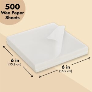 Juvale 500 Pack Wax Paper Sheets, Pre-Cut Square Liners for Food, Bakery, Deli (6x6 in, White)