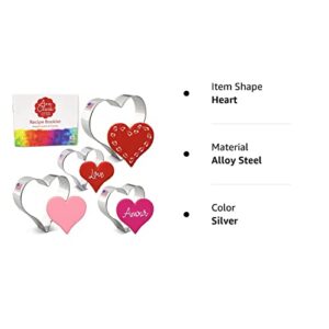 Heart Cookie Cutters 4-Pc Set Made in USA by Ann Clark, 2.75", 3.25", 3.75", 4"