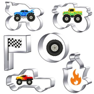 6 pieces truck cookie cutters truck party favors vintage cookie cutter truck metal cookie mould kids birthday game gift for home kitchen baking biscuit truck party supplies