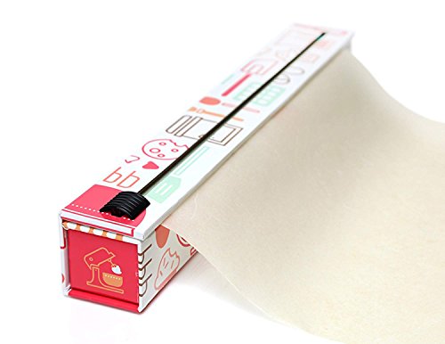 ChicWrap Baker's Tools Parchment Paper Dispenser - Includes 15"x 33" (42 Sq.Ft) Roll Unbleached Baking, Cooking & Culinary Paper - Reusable Dispenser w/Slide Cutter - Ideal Dispenser & Saves Money