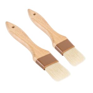 set of 2 pastry brushes, 1-inch and 1 1/2 -inch width pastry brushes with boar bristles and lacquered hardwood handles, grill bbq sauce baster baking cooking marinade brushes