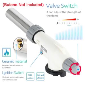 Butane Torch Kitchen Blow Torch - Chef Cooking Torch Lighter Adjustable Flame With Safety Lock Culinary Torch For Creme Brulee, Baking, BBQ Butane Gas Not Included