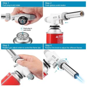 Butane Torch Kitchen Blow Torch - Chef Cooking Torch Lighter Adjustable Flame With Safety Lock Culinary Torch For Creme Brulee, Baking, BBQ Butane Gas Not Included