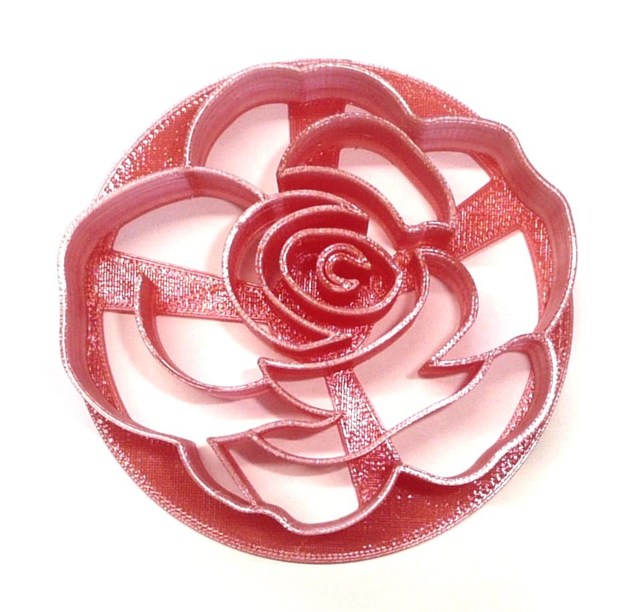 ROSE FLOWER DESIGN PATTERN CONCHA CUTTER MEXICAN SWEET BREAD STAMP MADE IN USA PR4518 Red