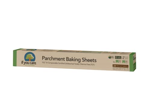 If You Care Parchment Paper Baking Sheets – 12 Pack of 24-Count Precut Liners - Unbleached, Chlorine Free, Greaseproof, Silicone Coated – Standard Size – Fits 12.5” x 16” Pans