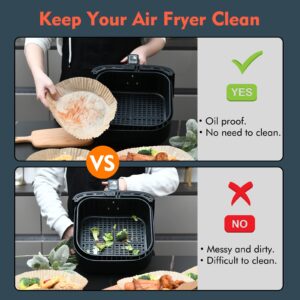 [3-Size] Air Fryer Disposable Paper Liner Compatible with COSORI Air Fryer Toaster Oven, Non-stick Air Fryer Parchment Paper Baking Accessories (100Pcs - 9.1 Inch Square, Natural)