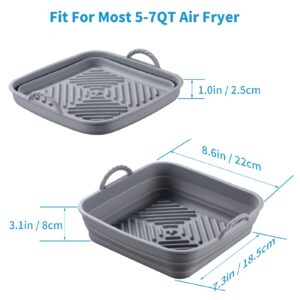 SYAWS Air Fryer Silicone Pot Square,[8.5inch 2Pack] Foldable Air Fryer Silicone Liners,Air Fryer Pad, Replacement of Flammable Parchment Liner Paper for 5 to 7 QT Air Fryer