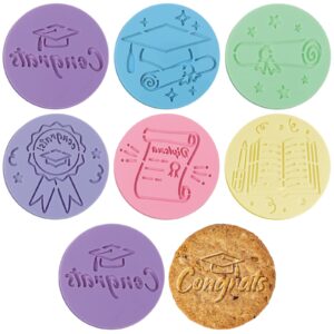 6 pcs graduation season theme cookie stamp cookie cutters mini cake mold fondant stamp 3d design cookie embosser for graduation party supplies kitchen diy children's baking tools (graduation)