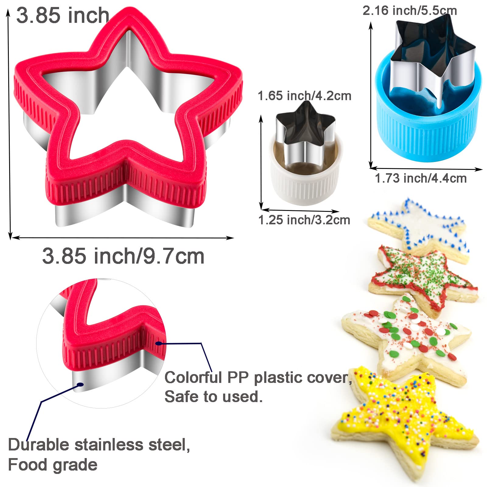 Star Cookie Cutters Set Sandwich Cutters for Kids Star Wars Cookie Cutter 9 pieces Five-Pointed Star Cutter Shaped Biscuit Fondant Cake Cheese Cutter Pastry Mold Christmas Gifts (Assorted Sizes)