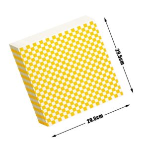 Hslife 100 Sheets Checkered Dry Waxed Deli Paper Sheets, Paper Liners for Plastic Food Basket, Wrapping Bread and Sandwiches (Yellow)