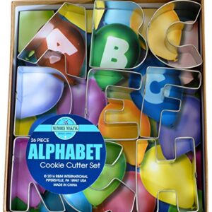 R&M International Alphabet 3" Cookie Cutters, 26-Piece Set in Gift Box