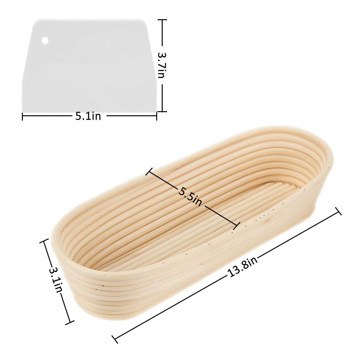 ANPHSIN 13" Oval Banneton Bread Proofing Basket Round Brotform Dough Rising with Liner