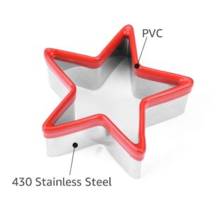 FASAKA 3pcs Stainless Steel Star Cookie Cutters Set,Food Grade Large & Mini Star Cookie Cutter for Pressing cookie,sandwich and bread