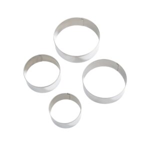 Chicago Metallic Stainless Steel Circle Cookie/Biscuit Cuttters with Ring for Easy Storage, Set Of 4, set of 4