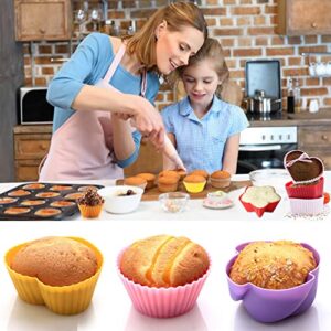 Silicone Cupcake Liners, 40Pcs Silicone Cupcake Baking Cups Reusable Muffin Liners, 10 Shapes