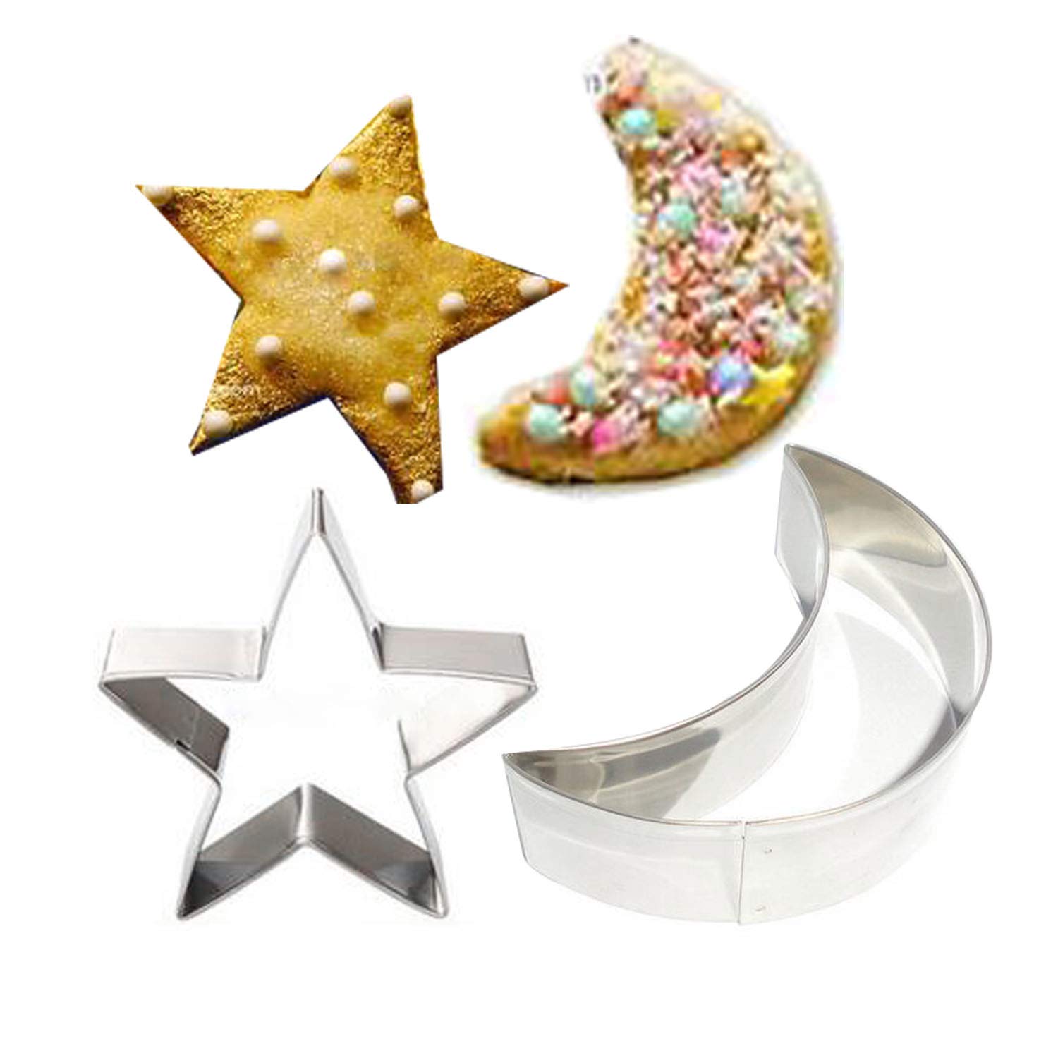 WOTOY Stars And Moon Biscuit Cake Night Sky Theme Cutting Mold - Stainless Steel