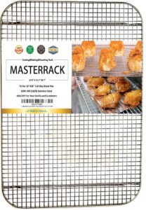 masterrack 100% 304 stainless steel cooling rack and wire grate for full size sheet bun pan,real heavy duty 3.20lb, roasting,drying,commercial quality, healthy material