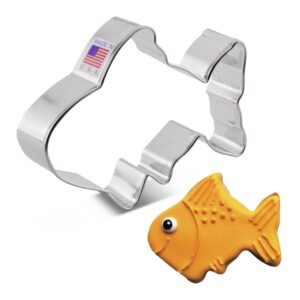 cute/gold fish cookie cutter, 4" made in usa by ann clark