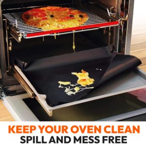 Oven Liners for Bottom of Oven (2-Pack) Bundled with Oven Rack Shields (2-Pack) - Large Oven Mat for Bottom of Oven (17"x 25") and 14" Silicone Oven Rack Protector - Reusable & Heat Resistant