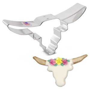 longhorn steer cookie cutter 6.5" made in usa by ann clark