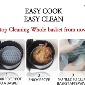 Premium Air Fryer Silicone Pot Liner | EXTRA STRONG | Food Safe Air fryers Oven Accessories | Replacement of Flammable Parchment Paper | No More Cleaning Basket After Using Airfryer (5.3QT & up)