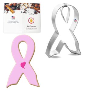 awareness ribbon cookie cutter 2 pc set – ribbon, tear drop cookie cutters hand made in the usa from tin plated steel