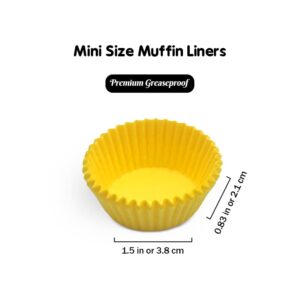 Mombake Yellow Mini Cupcake Liners Natural Greaseproof Paper Muffin Baking Cups, 500-Count