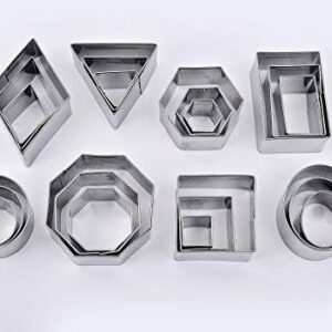 SurgeHai Geometric Shape Cutters Mini Cutters Including Hexagon, Square, Circle, Oval, Diamond Molds for Fondant, Clay–Stainless Steel, 24 Pcs Set