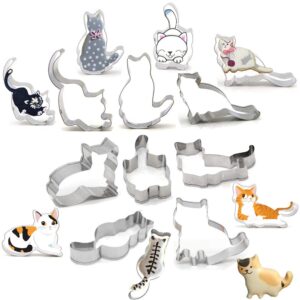 8 pcs cat cookie cutter set stainless steel cat cookie cutters shapes candy food molds by baryuefull