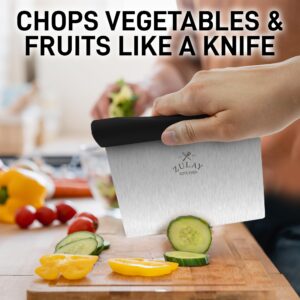 Premium Multi-purpose Stainless Steel Bench Scraper & Chopper, Easy to Read Etched Markings for Perfect Cuts, Quick & Easy Multi-use Dough Scraper, Dough Cutter & Pastry Scraper - by Zulay Kitchen