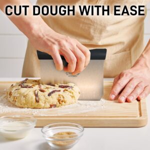 Premium Multi-purpose Stainless Steel Bench Scraper & Chopper, Easy to Read Etched Markings for Perfect Cuts, Quick & Easy Multi-use Dough Scraper, Dough Cutter & Pastry Scraper - by Zulay Kitchen